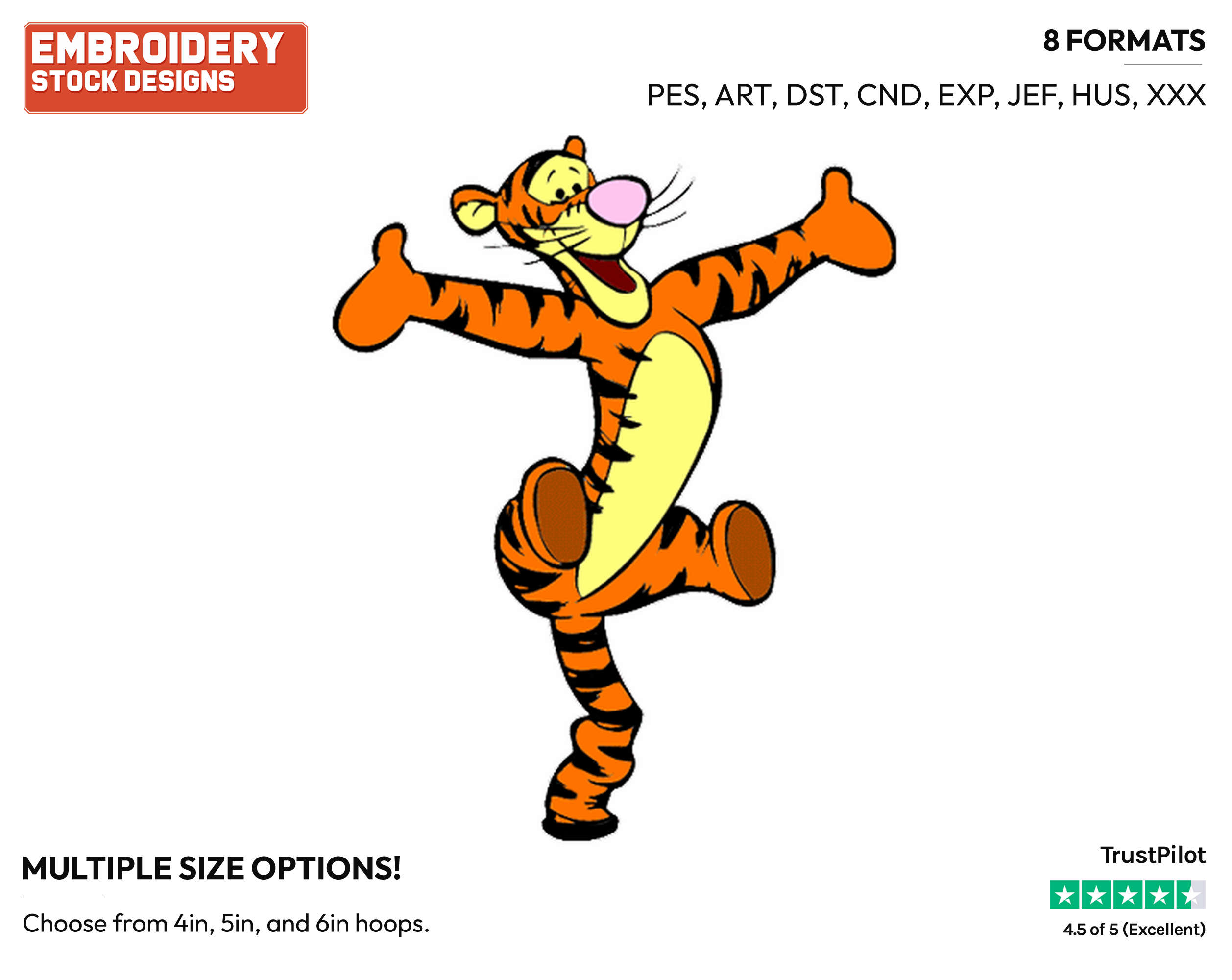Tigger - Tigger - Winnie the Pooh - Disney Embroidery Design in 3 sizes ...