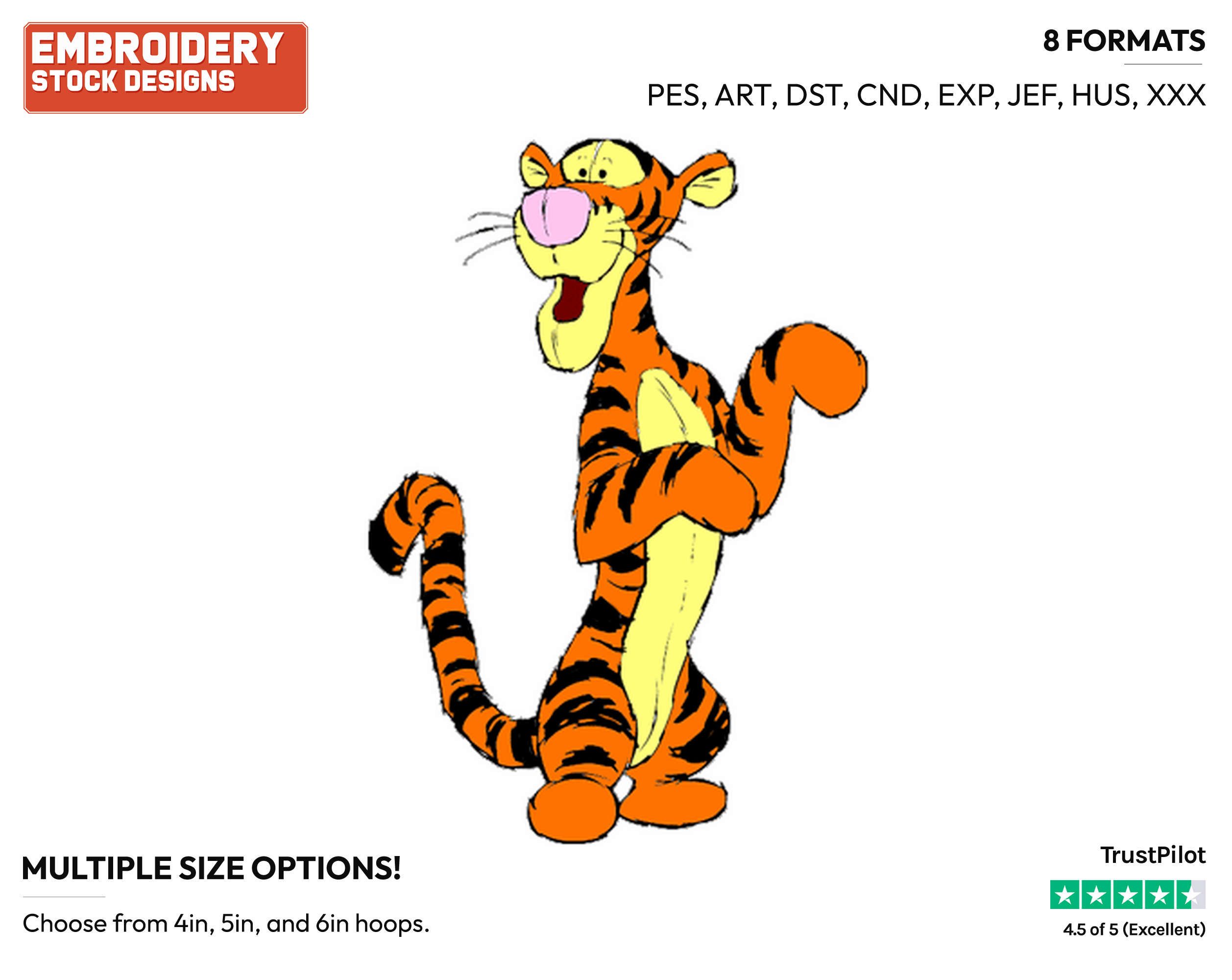 Tigger - Tigger - Winnie the Pooh - Disney Embroidery Design in 3 sizes ...