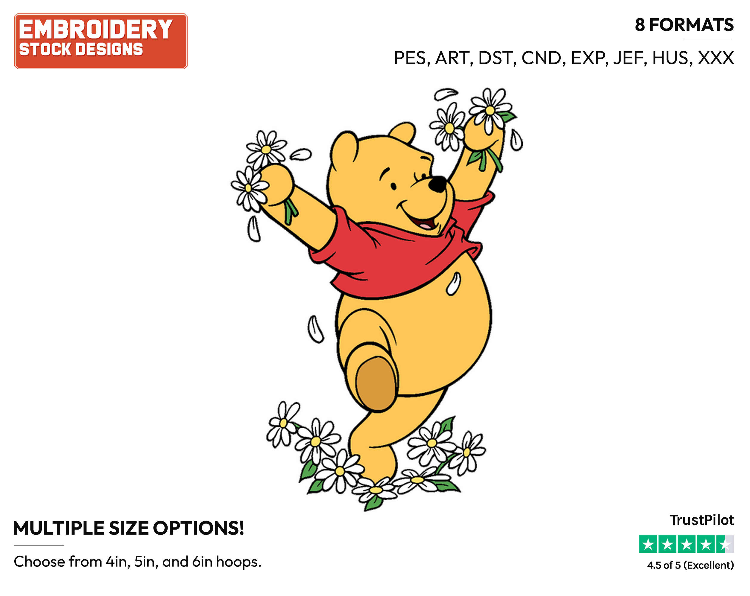 Winnie, Daisies - Winnie the Pooh - Winnie the Pooh - Disney Embroidery ...