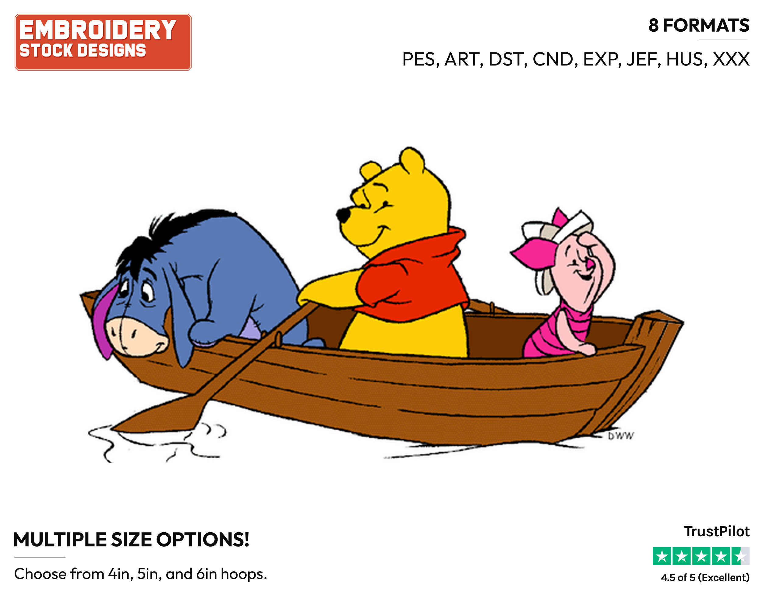 Pooh, Piglet, Eeyore In Boat - Winnie the Pooh and Friends - Winnie the ...